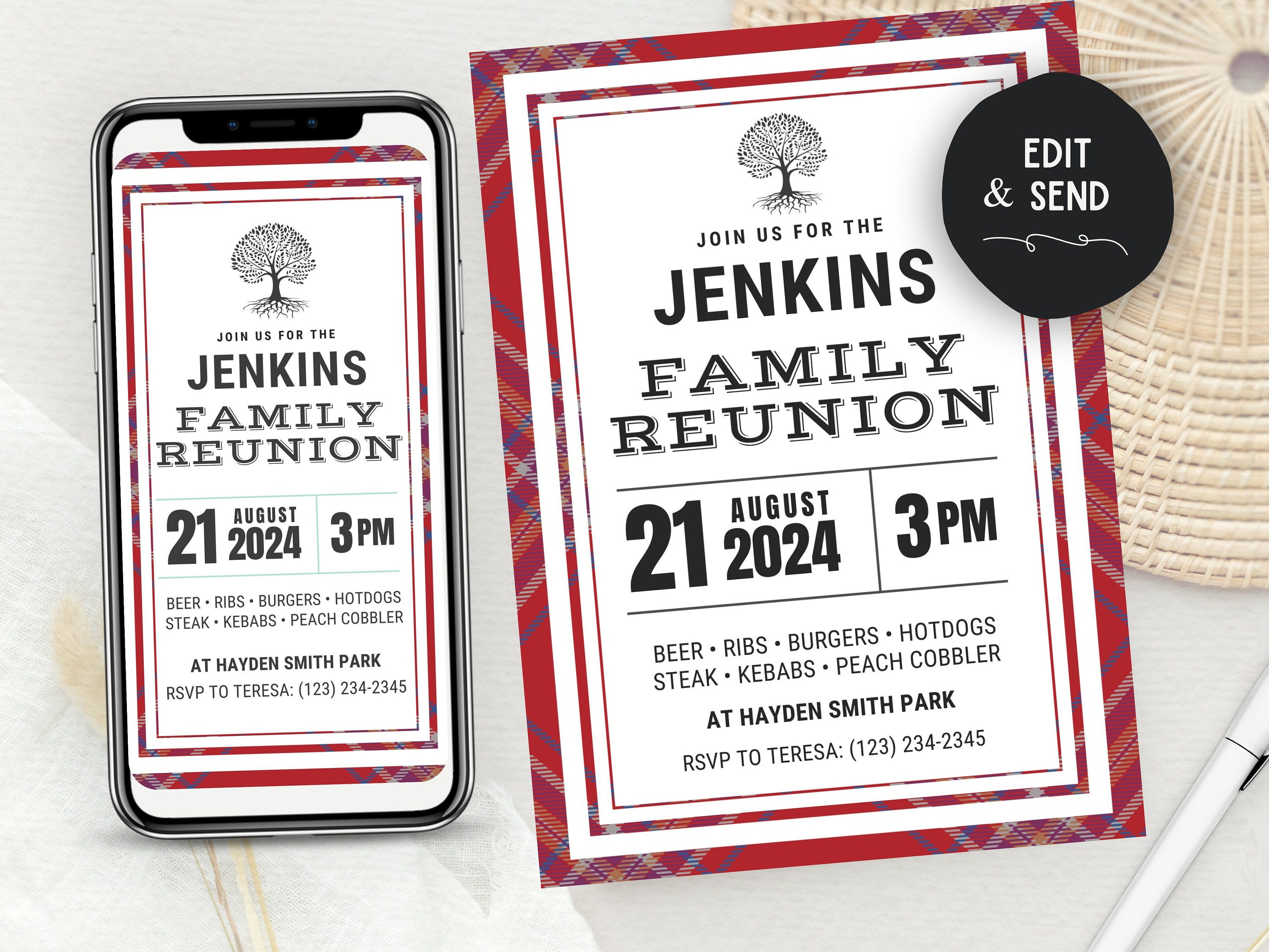 Editable Family Reunion E-vite Printable & Animated Invitation Family ...