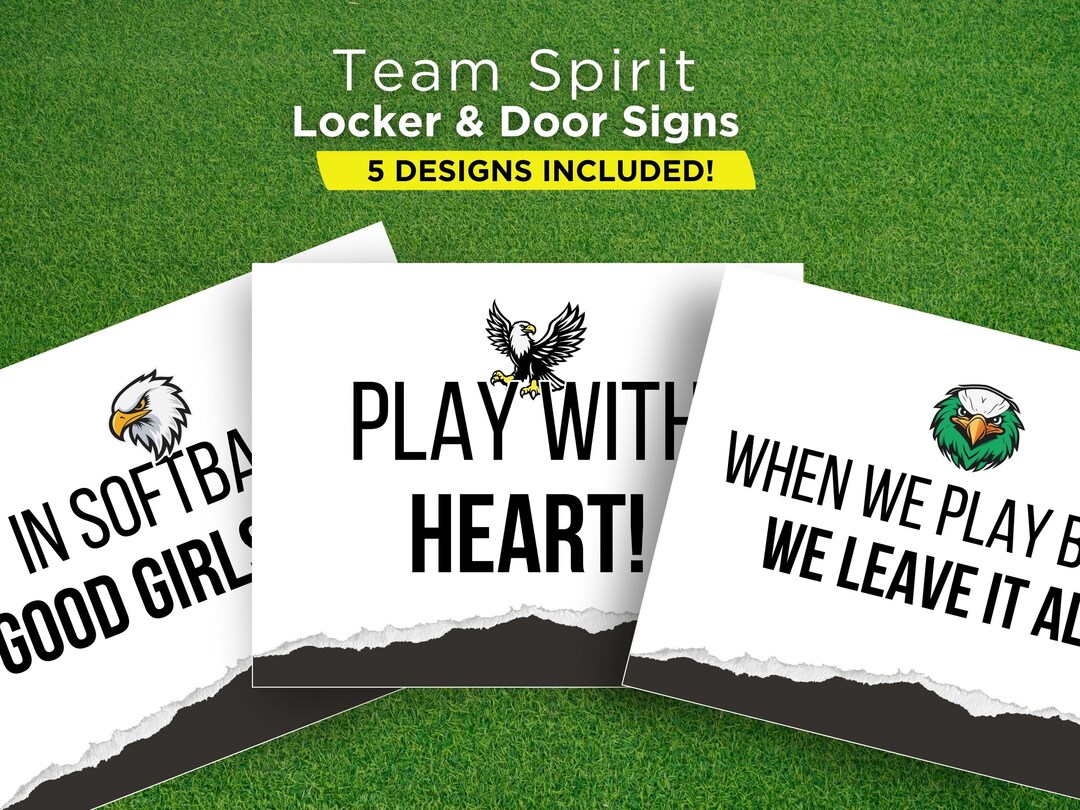 Editable Team Spirit Softball Baseball Locker Door Sign 5 Designs ...