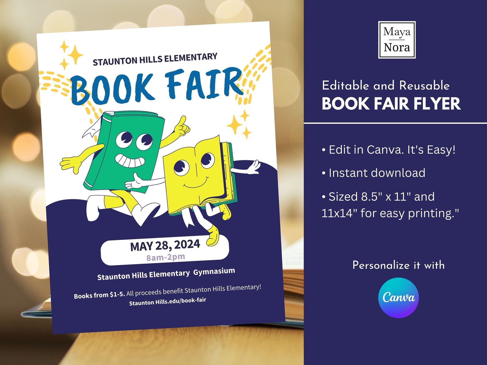 EDITABLE Book Fair Flyer Printable School Fundraiser Invitation ...