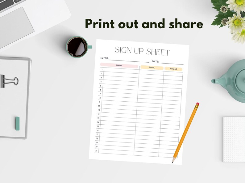 Editable Sign-up Sheet Canva Template Printable Sign up Template Form ...