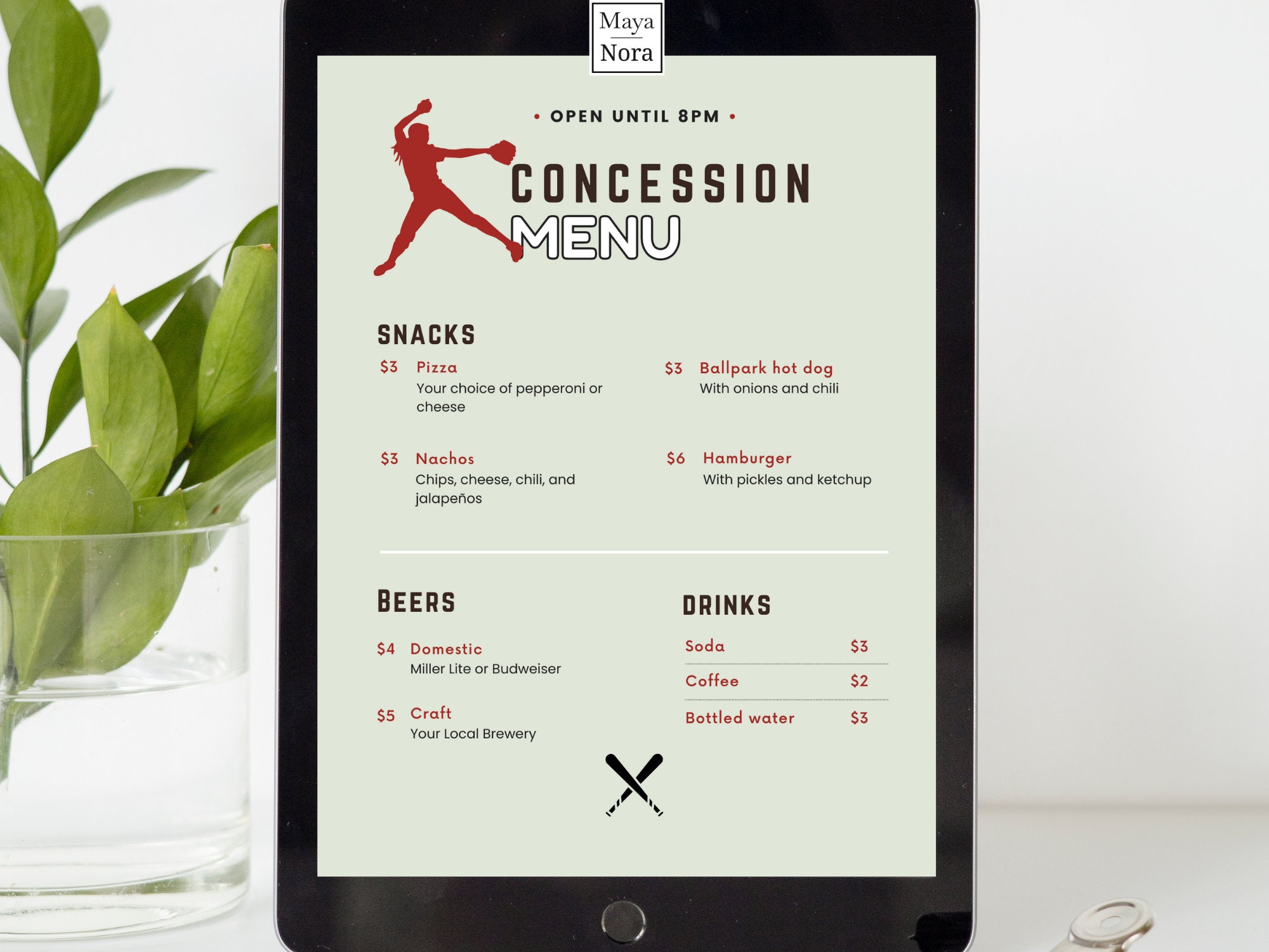SOFTBALL Concession Menu Instant Download Stand Editable Canva Template ...