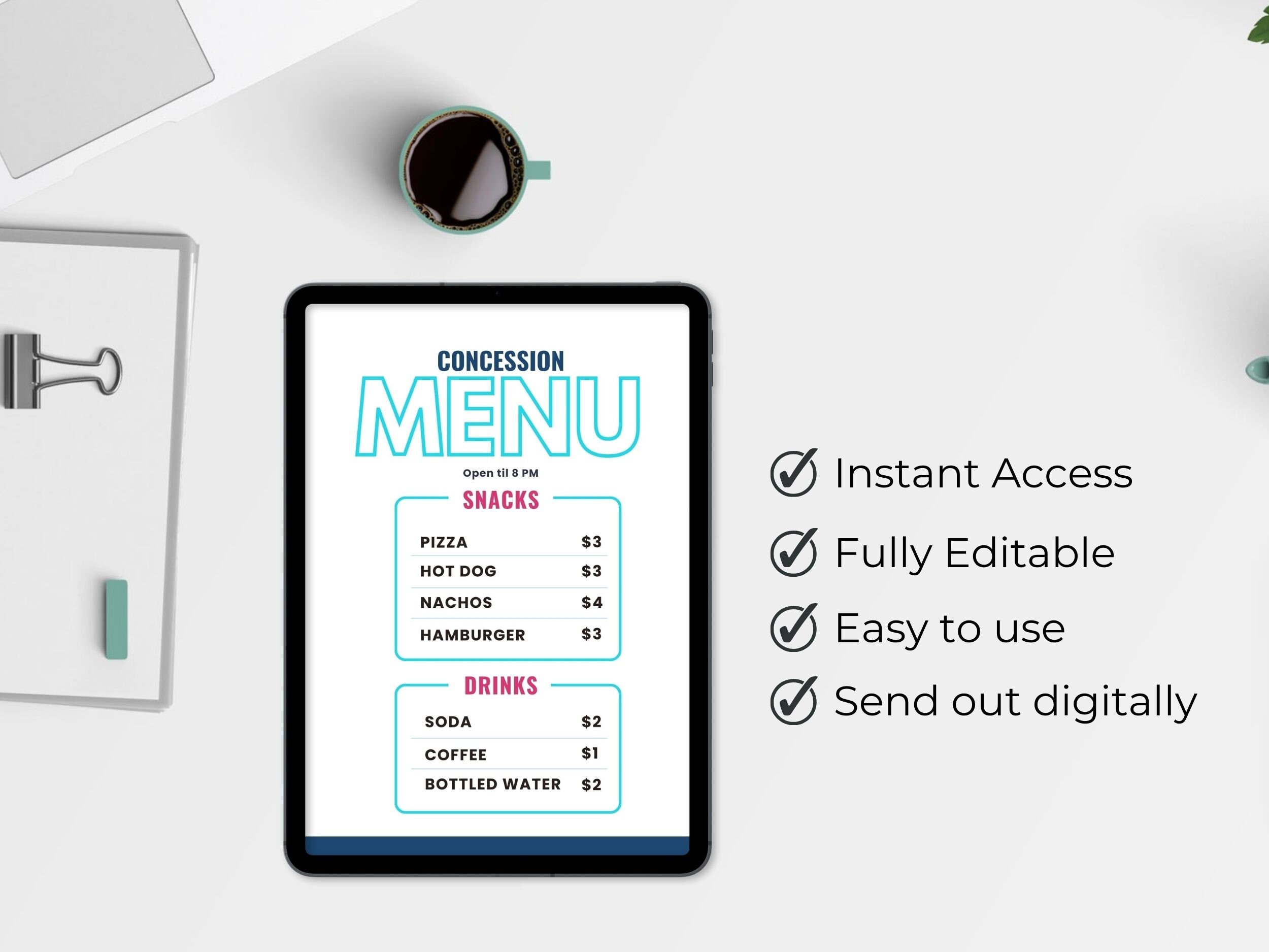 Editable Concession Stand Menu Printable Concession Menu Digital ...
