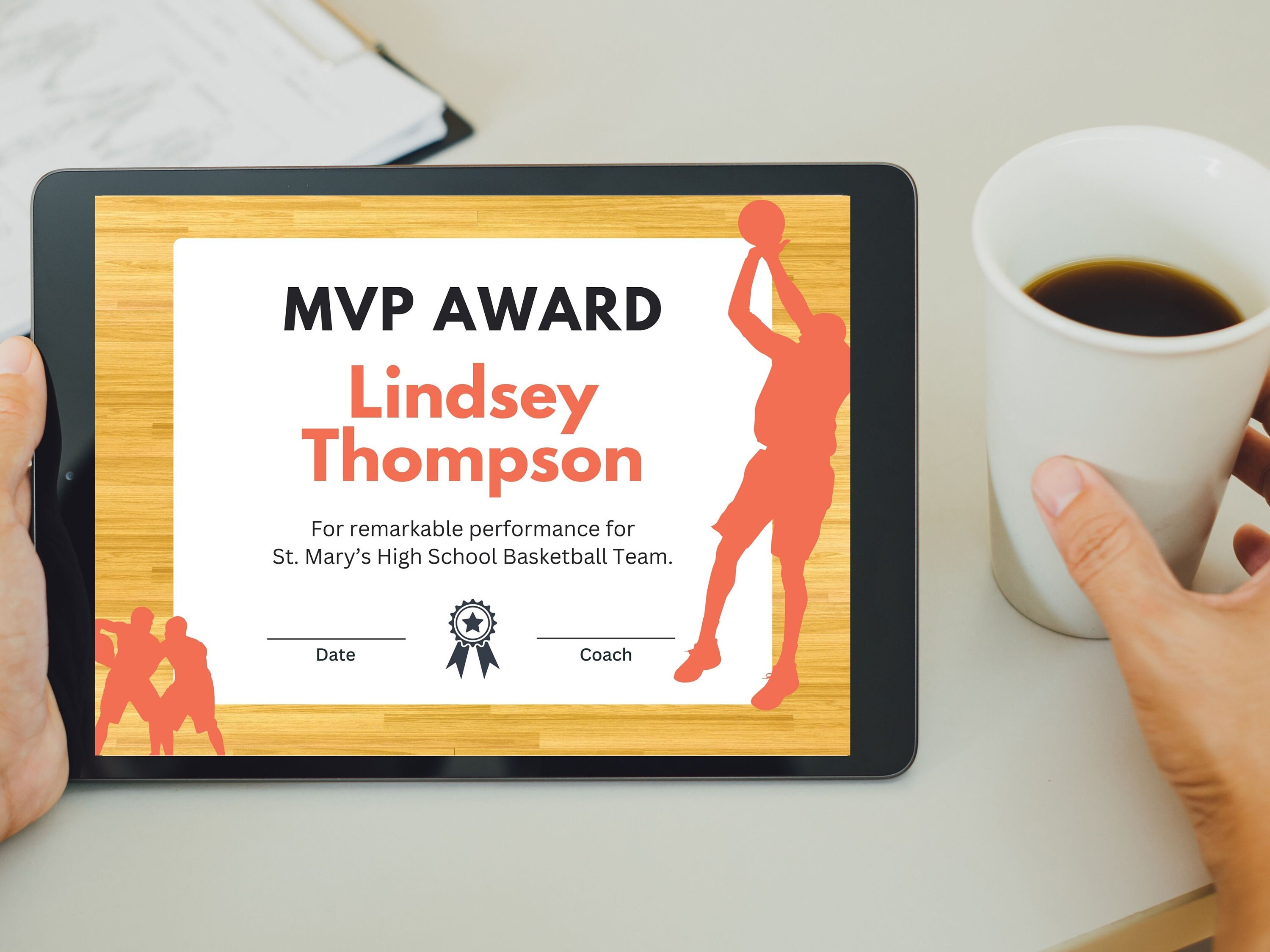 Editable Basketball Award Certificate, Basketball End of Season Awards ...