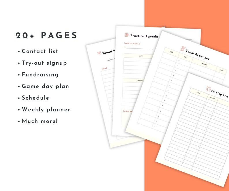 Cheer Coach Binder Planner Printable NON-EDITABLE, Cheerleader Season ...