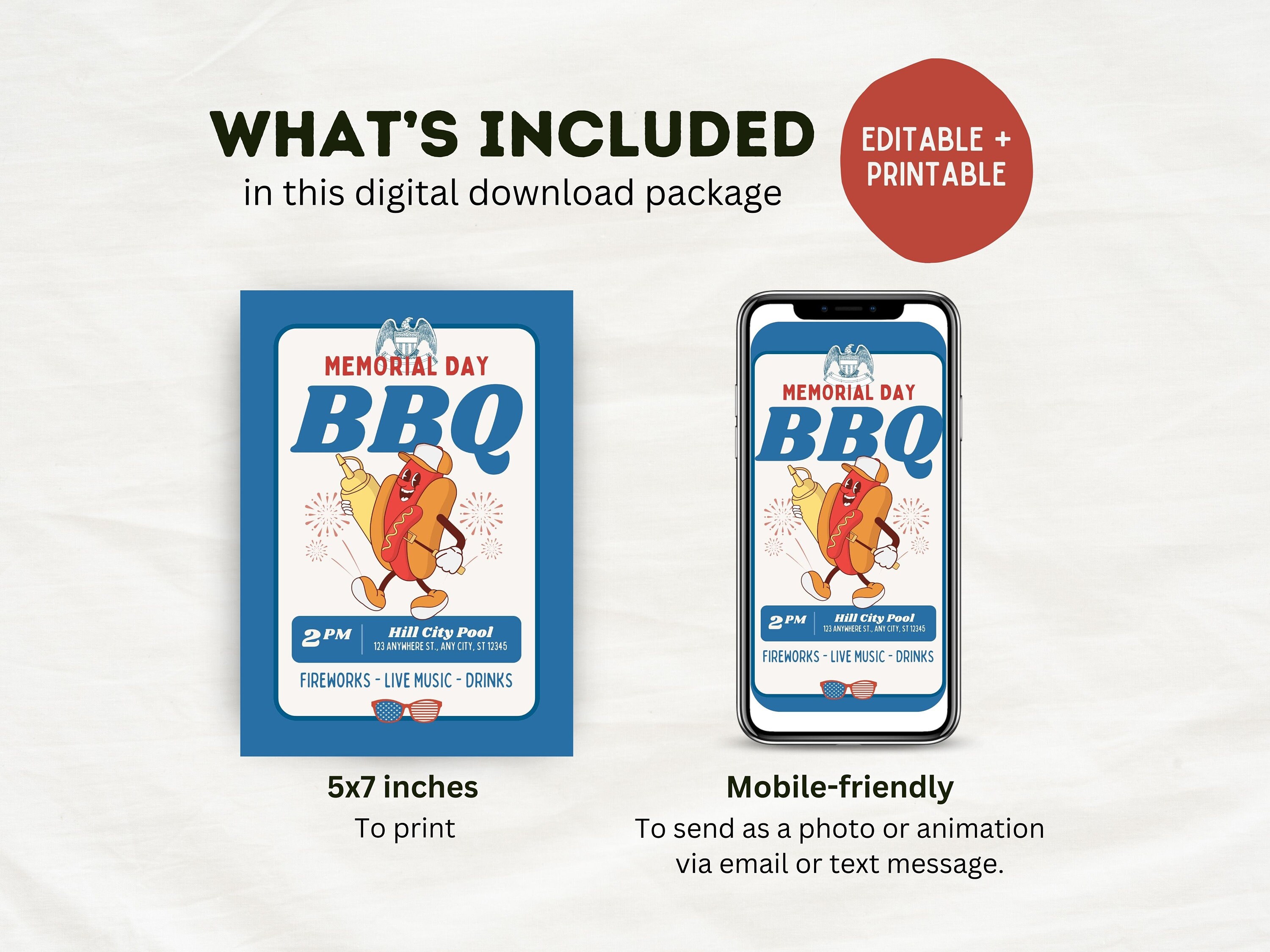 Printable PLUS Evite BBQ Invitation Party Editable Invite Family ...