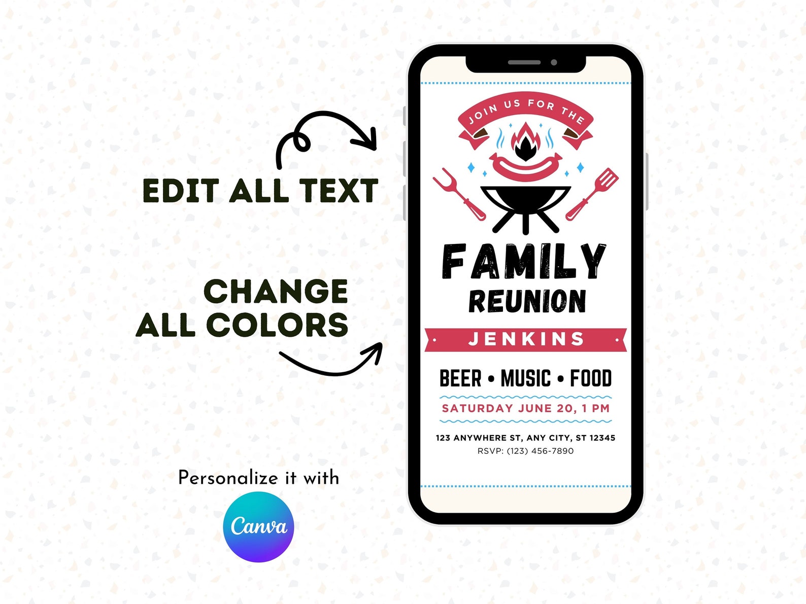 Editable Family Reunion Invitation Family Invite Cookout Evite ...