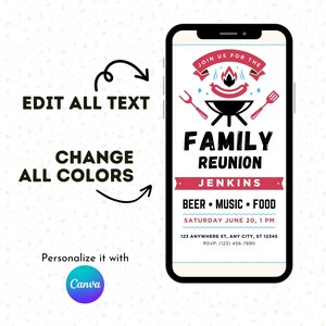 Editable Family Reunion Invitation Family Invite Cookout Evite ...