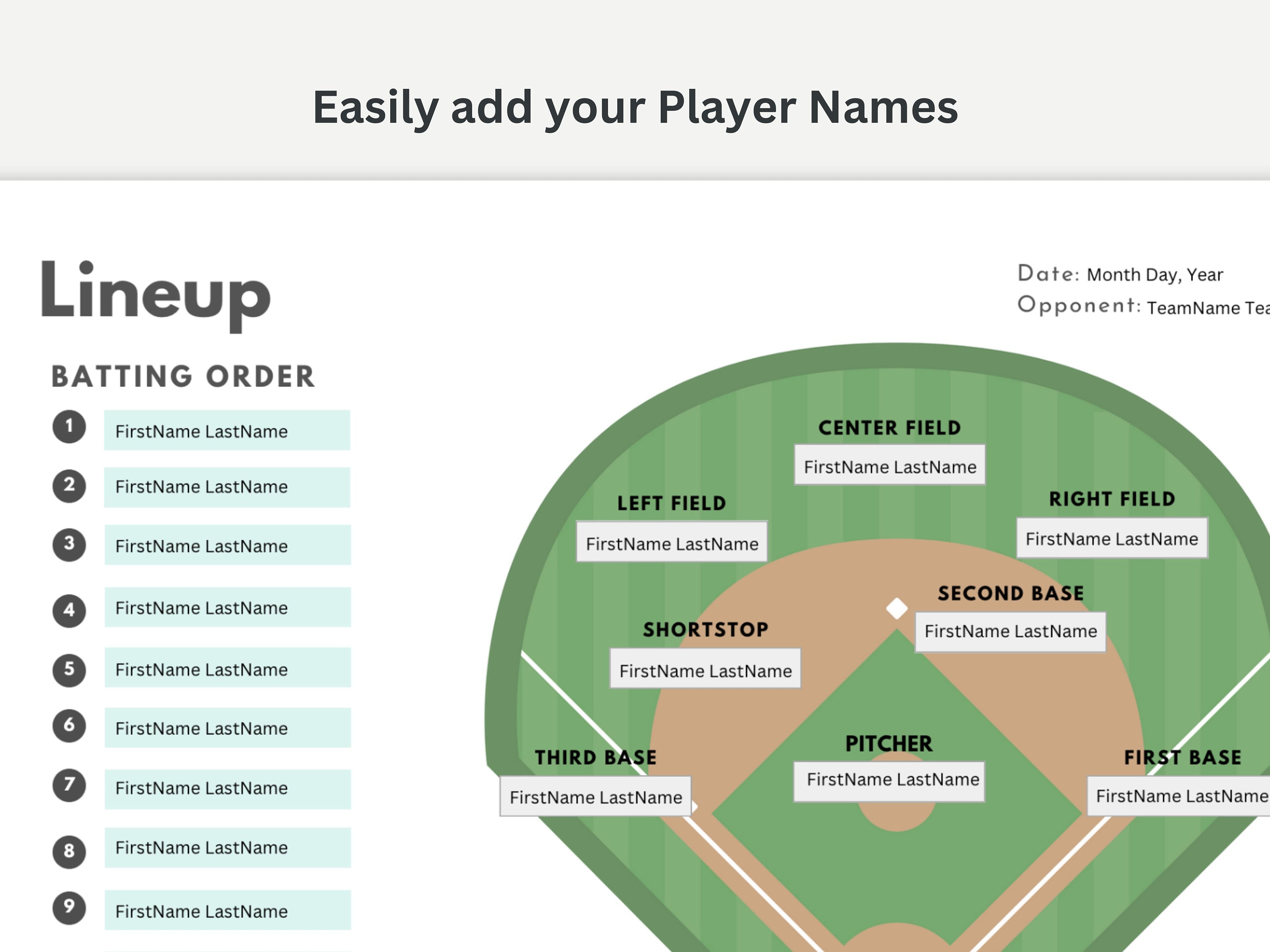 Baseball Lineup Card Template, Editable Batting Order Sheet, Softball ...