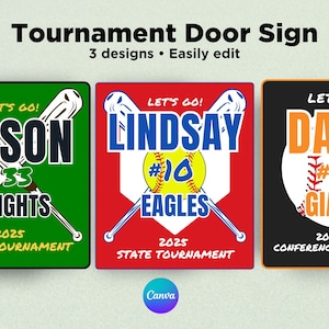 Editable Baseball and Softball Tournament Door Sign 3 Design Options ...