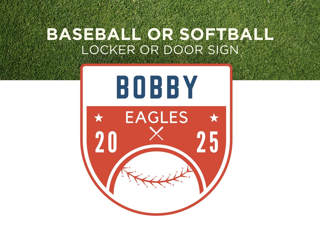 Editable Baseball Locker Door Sign Name Tag Baseball and Softball ...