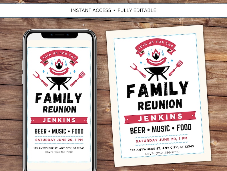 Editable Family Reunion Invitation Family Invite Cookout Evite ...