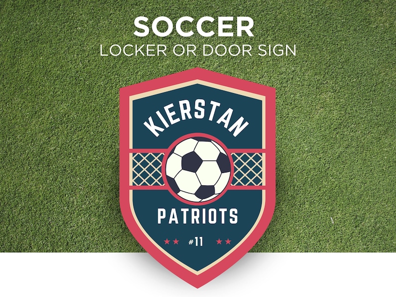 Editable Soccer Locker Door Sign, Canva Template, Hotel Name Tag ...