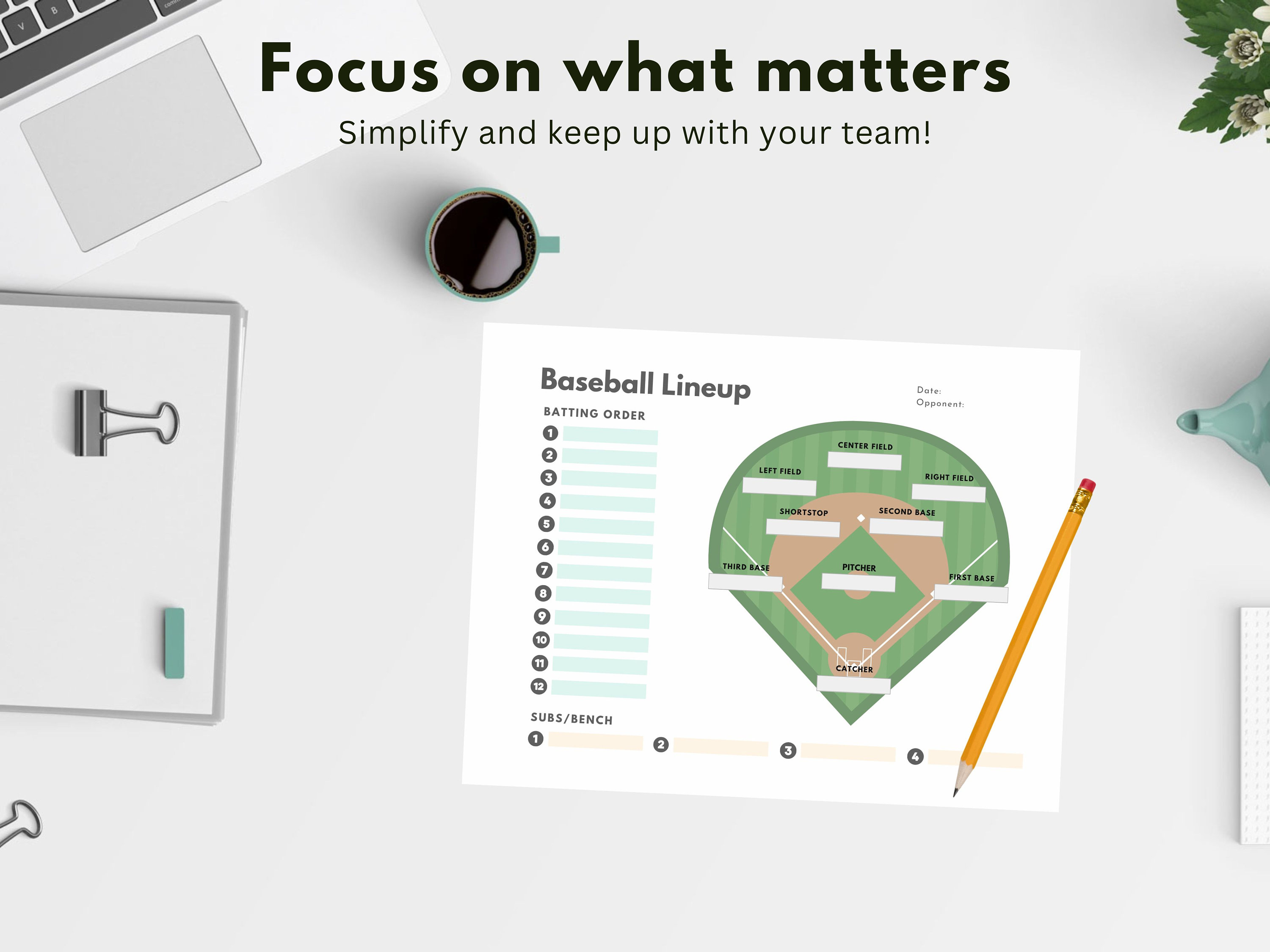PRINTABLE Baseball Lineup and Baseball Field Position Sheet Baseball ...