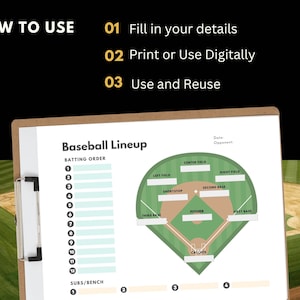 EDITABLE Baseball Lineup Card Template, Editable Batting Order Sheet ...