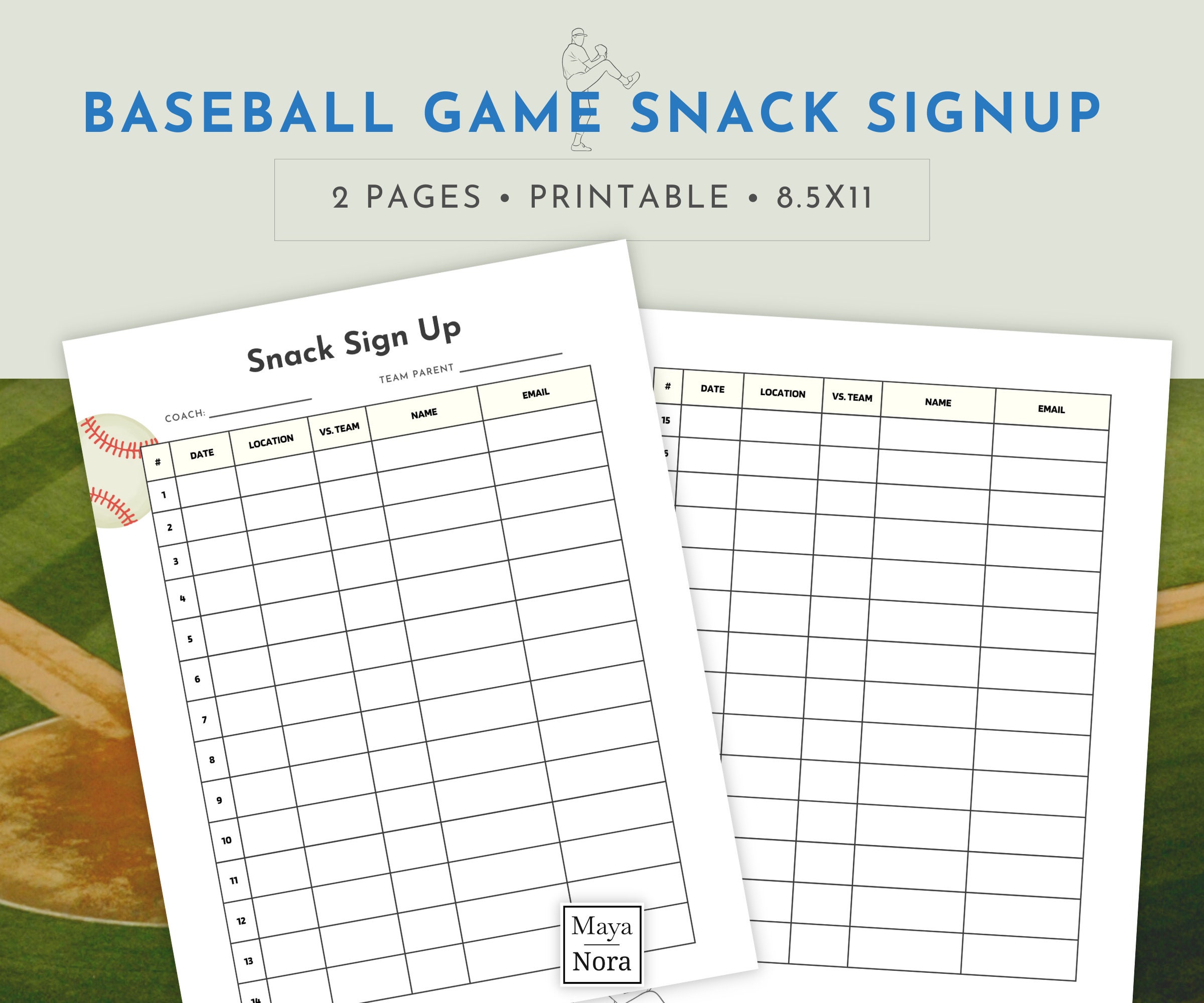 Game Day Snack Schedule Template
