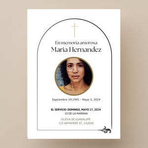 Spanish Funeral Announcement Card, Digital Español Invite Invitation ...