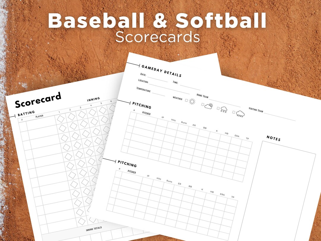 Baseball or Softball Scorebook Stats Scorecard Printable Umpire ...