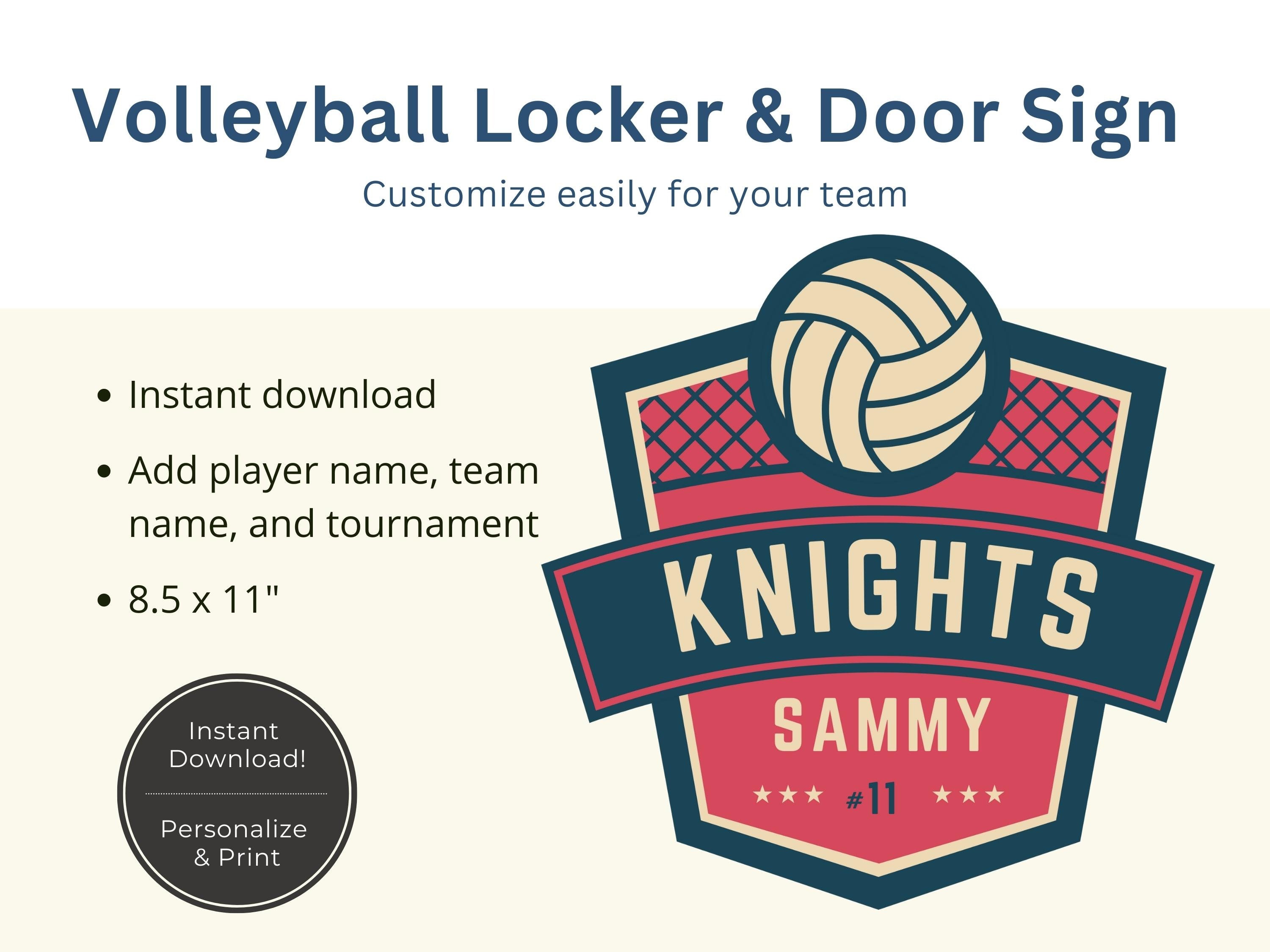 Editable Volleyball Hotel Door Sign Locker Decoration Name Tag ...