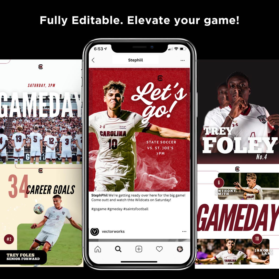85 Soccer Social Media Canva Template Posts Template Graphics Instagram ...