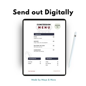 Football Concession Stand Menu Football Concession Instant Download ...