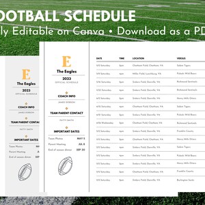 Editable Football Team Schedule Printable Download Canva Football ...