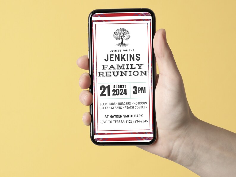 Editable Family Reunion E-vite Printable & Animated Invitation Family ...