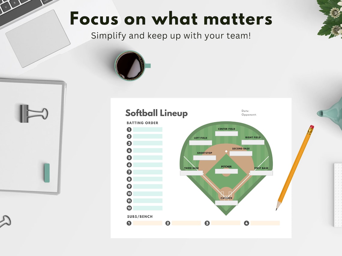 Printable Softball Lineup and Field Position Sheet Batting - Etsy