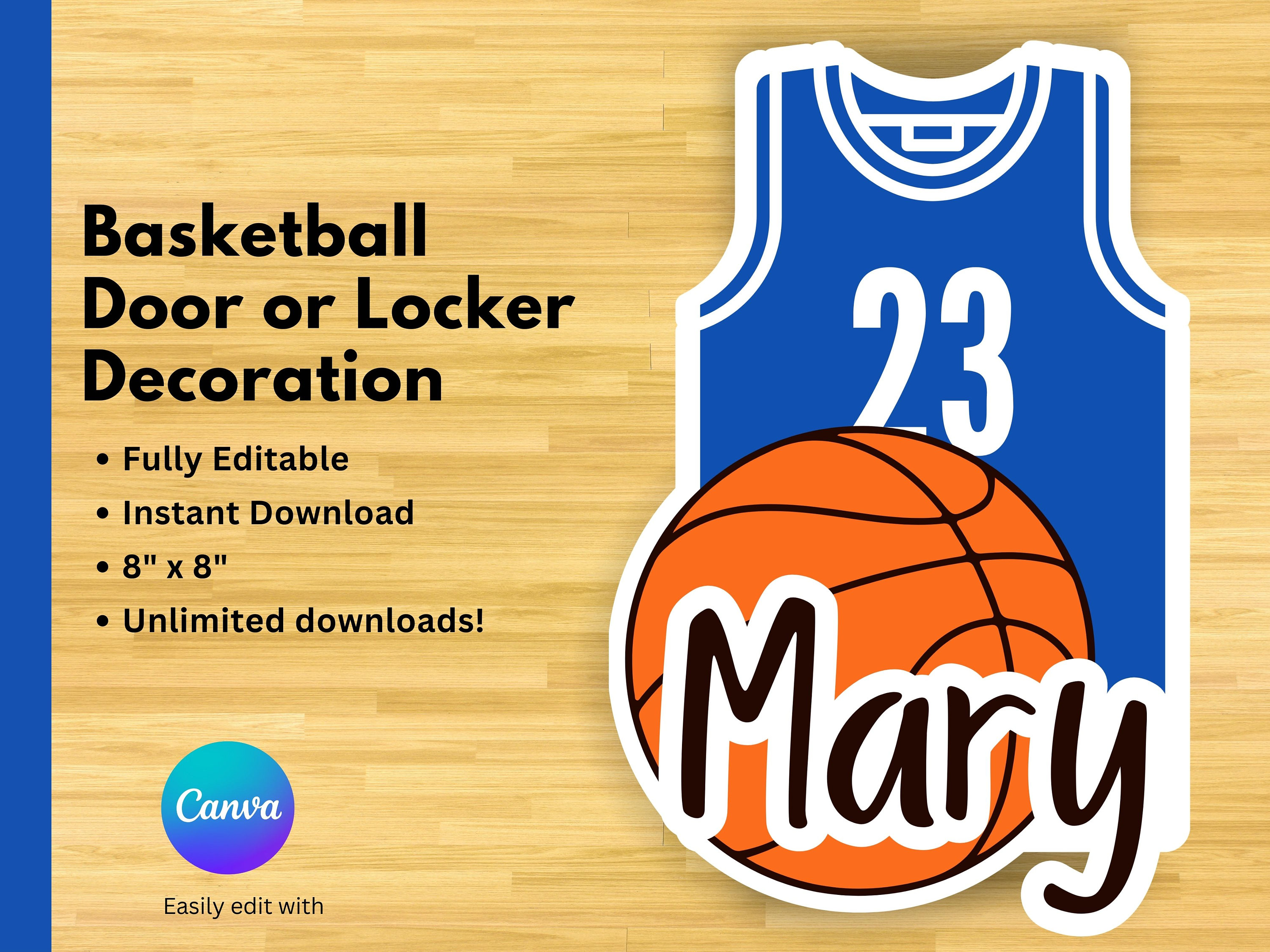Editable Basketball Locker Printable Cutout Door Sign Locker Decoration ...
