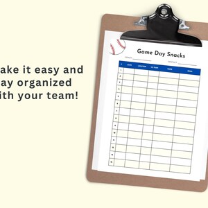 Editable Baseball Team Game Day Snack Schedule, Instant Download ...