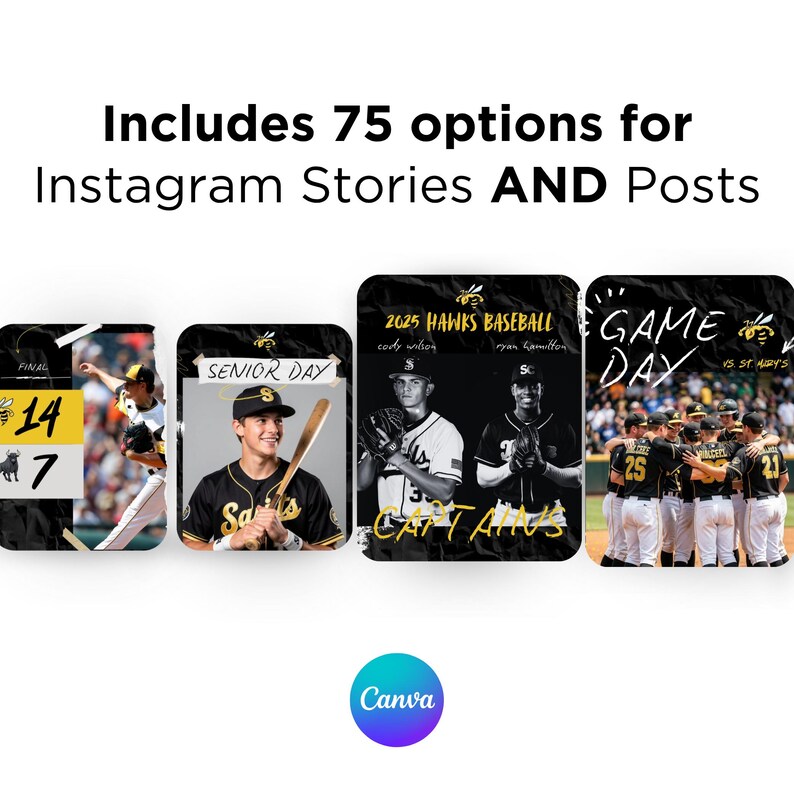 75 Baseball Social Media Posts PLUS Stories, Editable Canva Templates ...