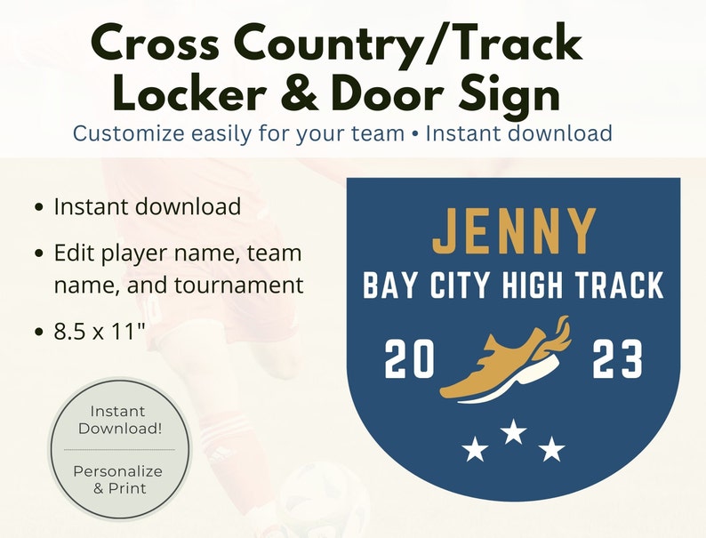 Editable Cross Country or Track & Field Locker Door Sign Track Team ...