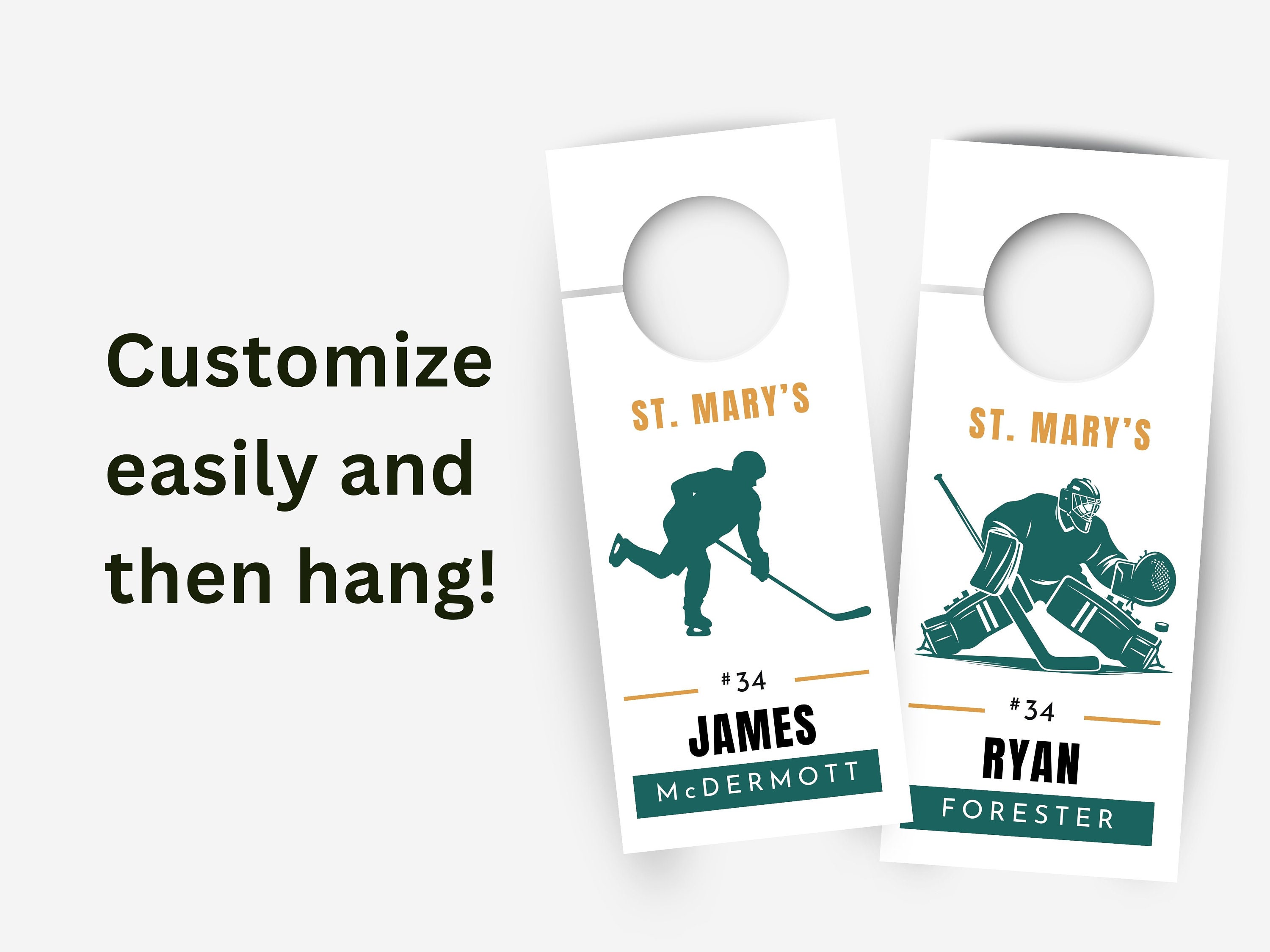 Editable Hockey Locker Doorhanger, Hockey Locker Decoration, Name Tag ...