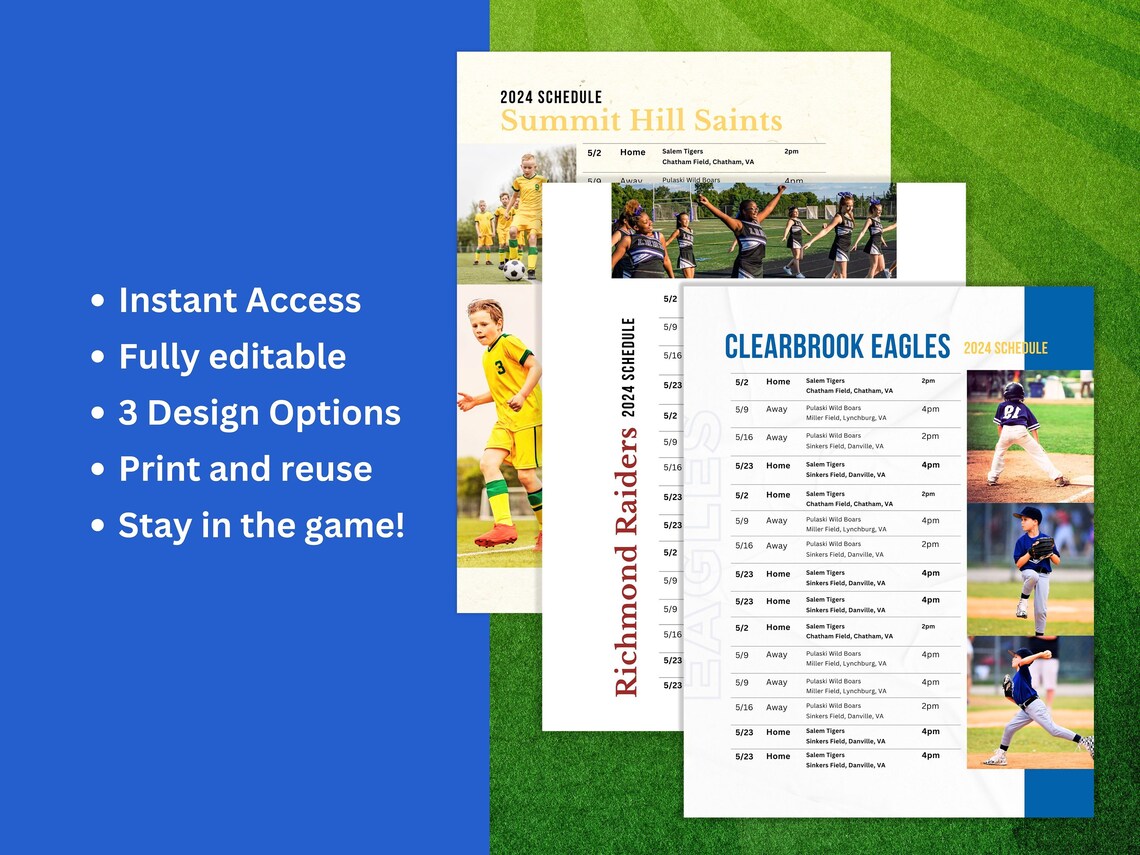 3 Editable Sports Calendar Schedule Canva Templates Design Printable ...