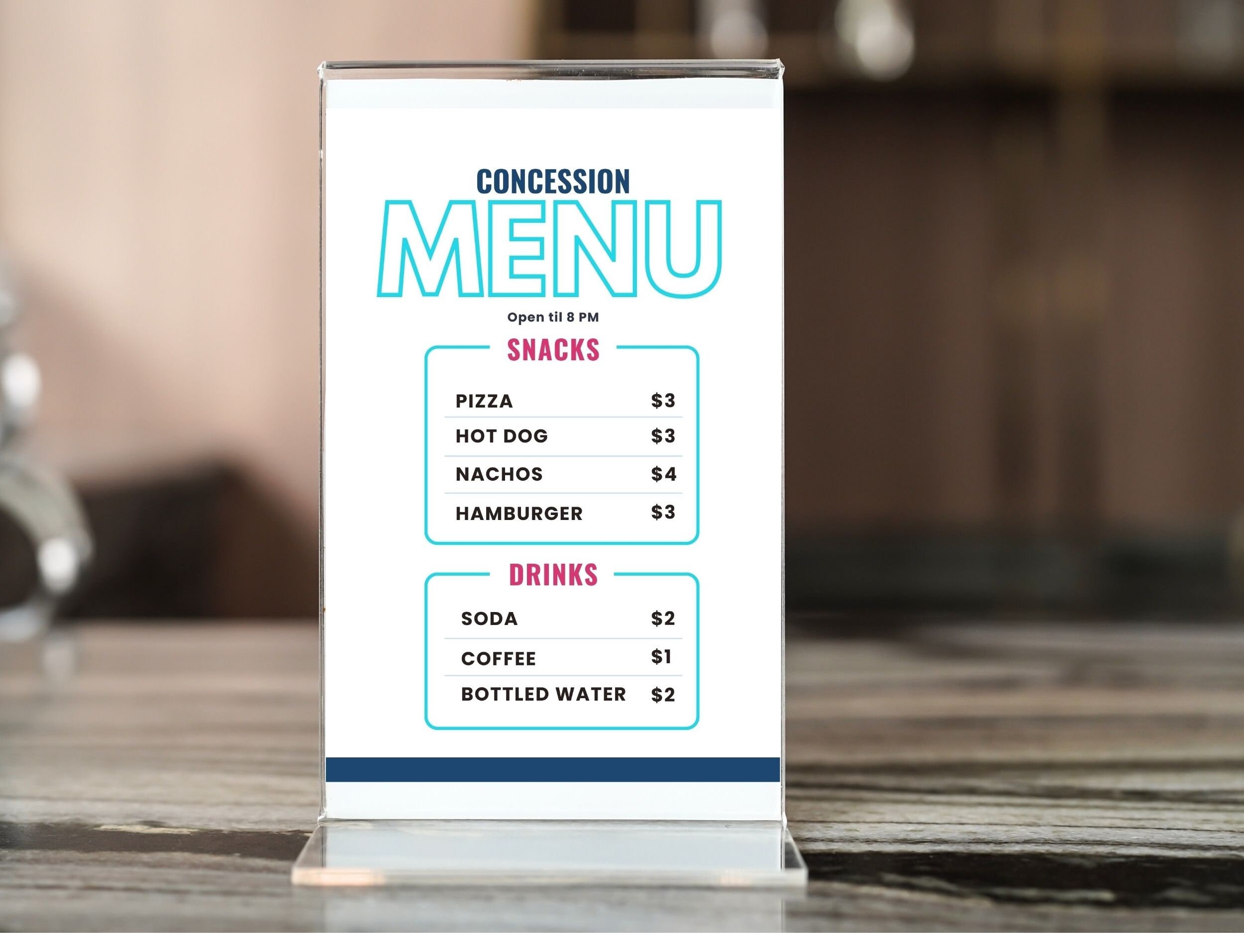 Editable Concession Stand Menu Printable Concession Menu Digital ...