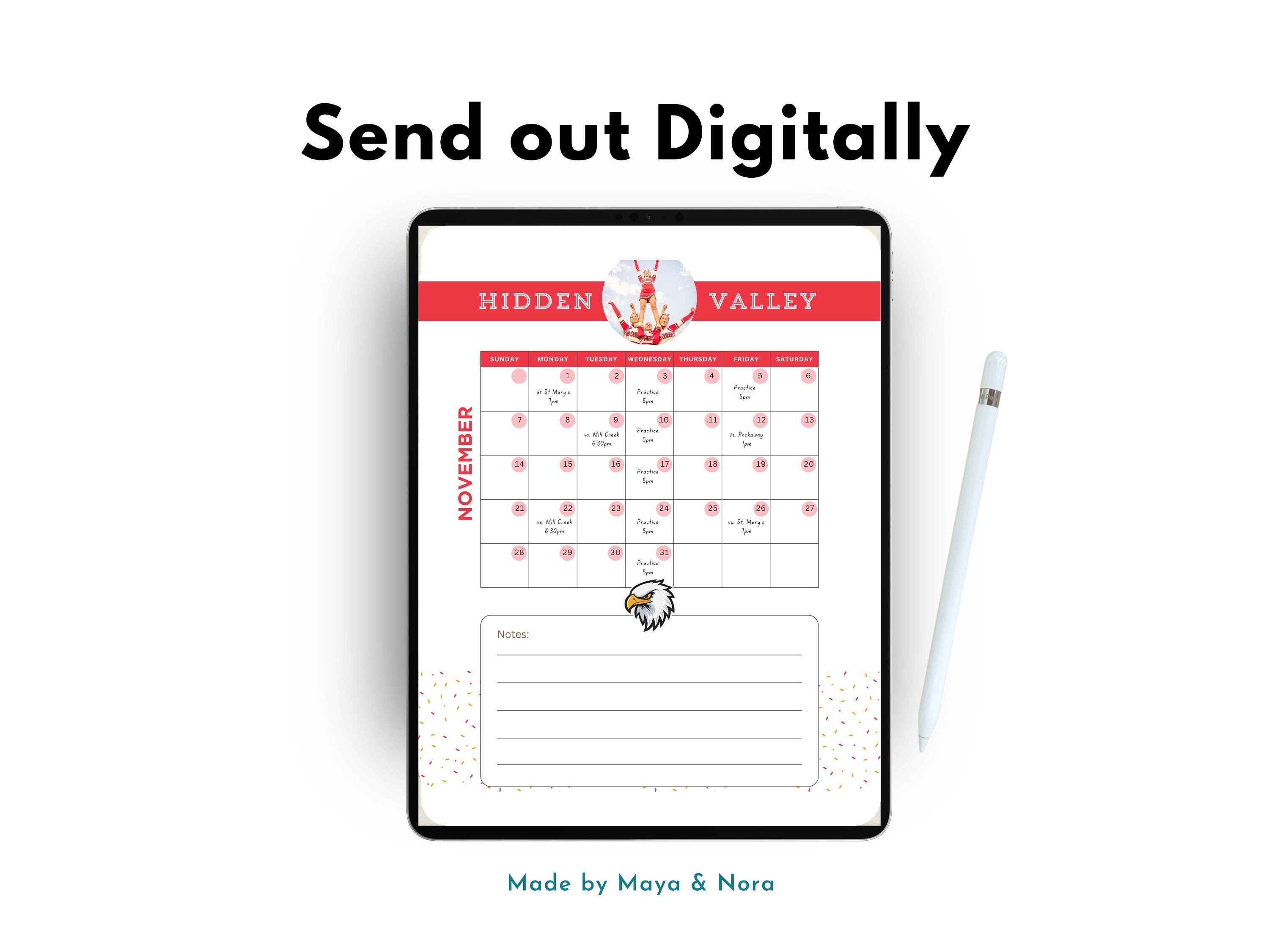 Editable Cheer Calendar Template Instant Download Practice Game ...