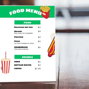 Editable Concession Stand Menu Instant Download Canva Template ...