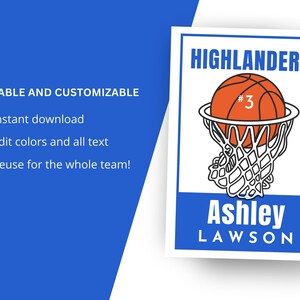 EDITABLE Basketball Hotel Door Sign Locker Decoration Name Tag ...