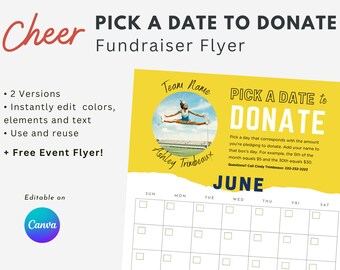 Editable Cheer Calendar Fundraiser Printable Template - Etsy