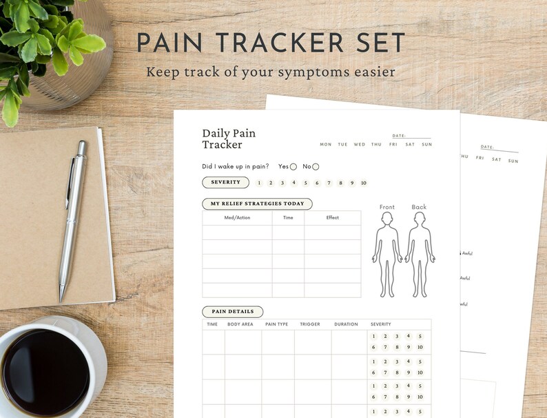 6 Chronic Pain Trackers Printable Headache Diary Spoonie Medical ...