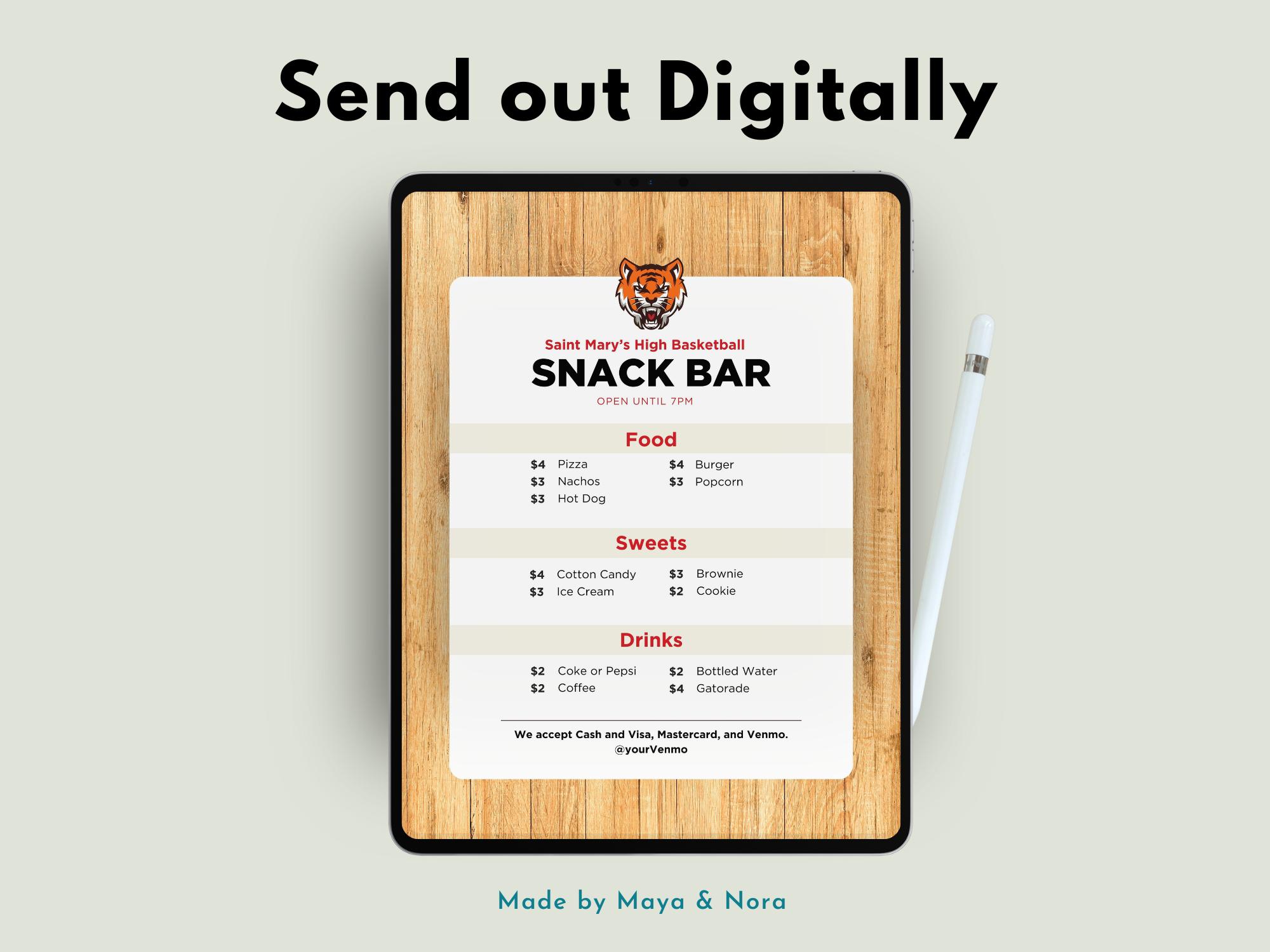 Sports Snack Bar Concession Stand Editable Canva Template Menu ...