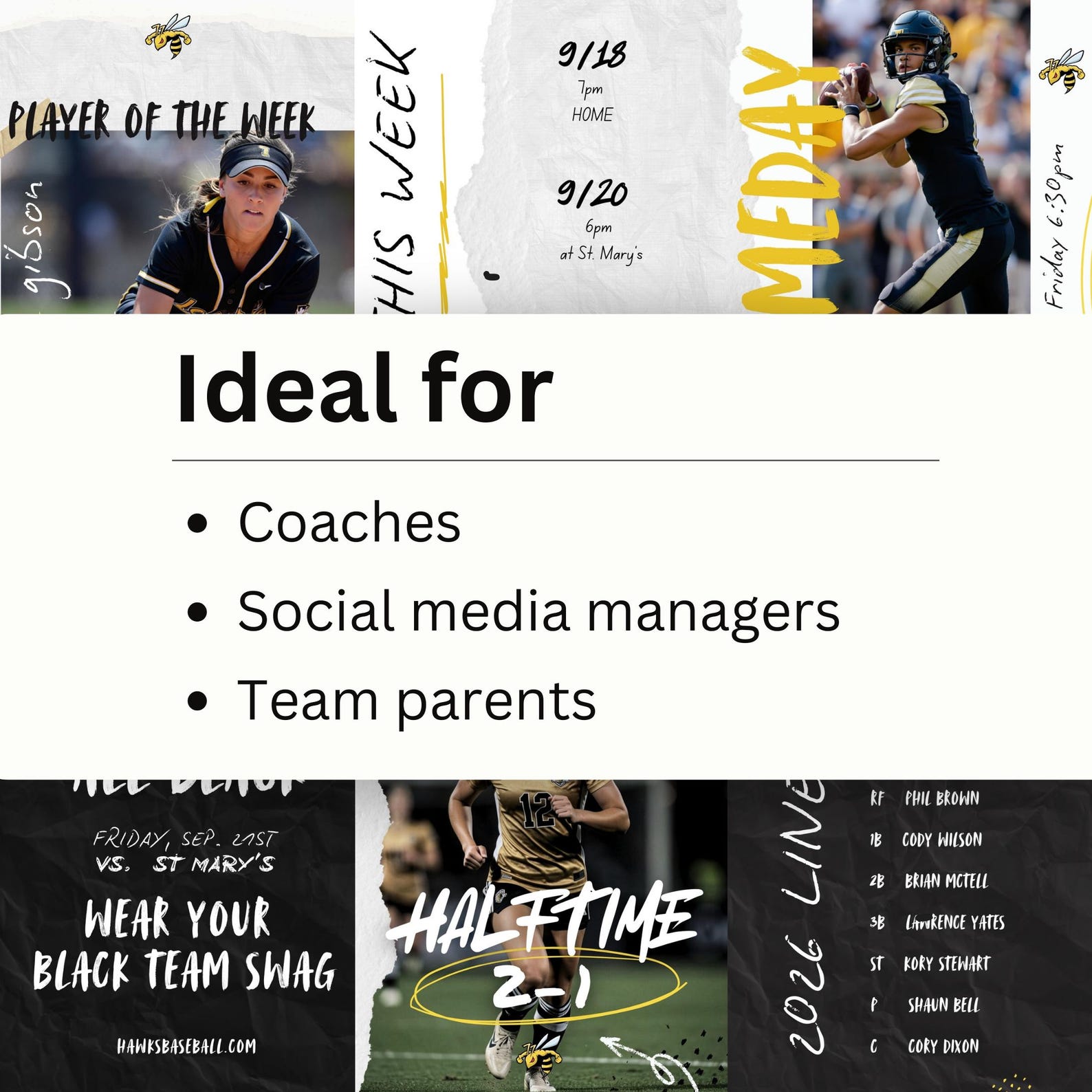 75 Sports Social Media Posts PLUS Reels Editable Template Bundle Team ...