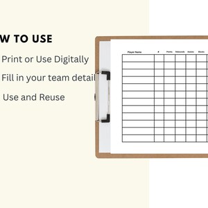 Editable Basketball Score Stat Sheet Digital Download Basketball ...