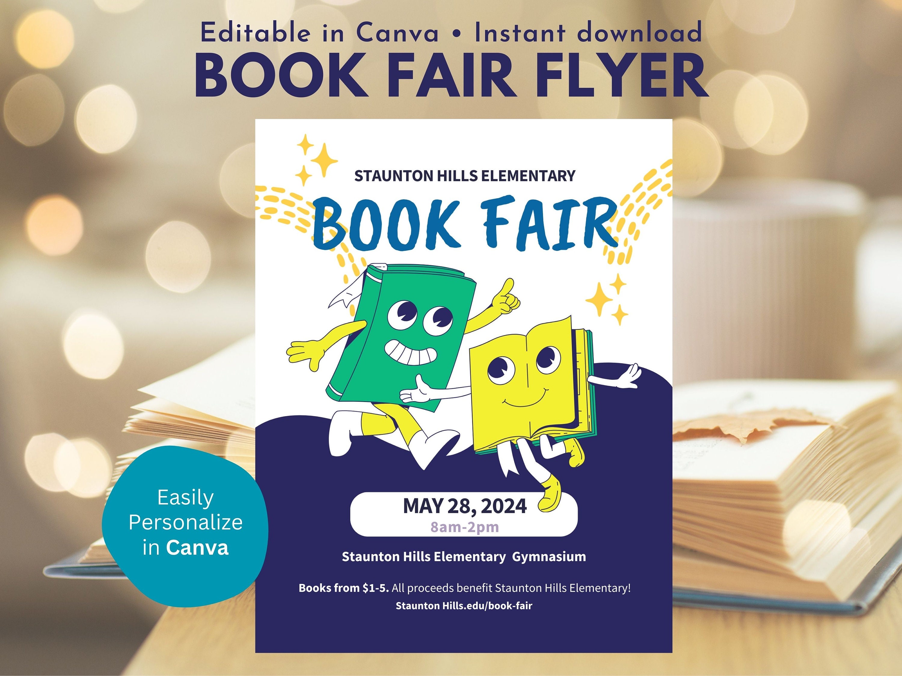 EDITABLE Book Fair Flyer Printable School Fundraiser Invitation ...