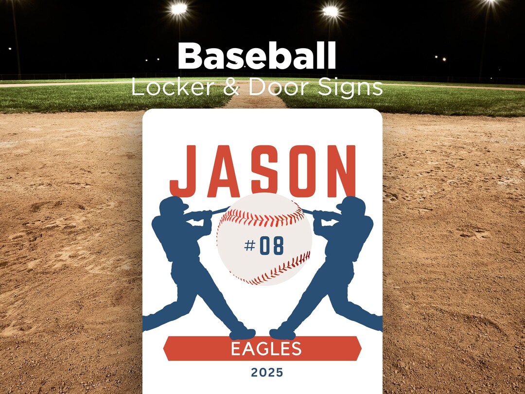 Editable Baseball Door and Locker Sign Hotel Door Locker Decoration ...