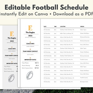 Editable Football Team Schedule Printable Download Canva - Etsy