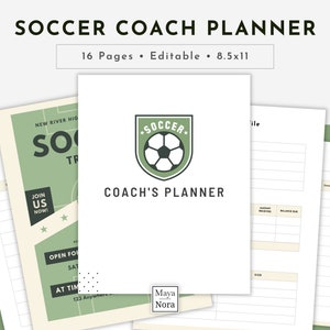 Editable Soccer Team Coach Planner Canva Template Printable Soccer ...