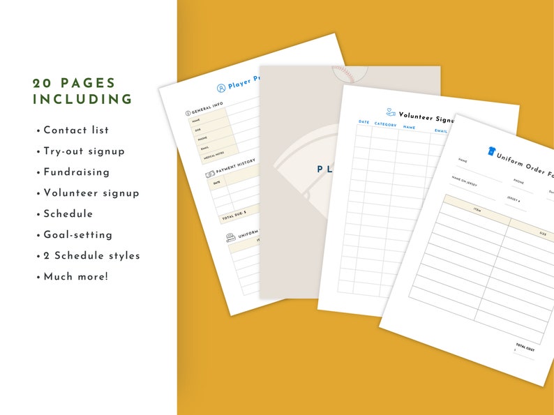 Editable Baseball Coach's Planner, Team Management Planner for Baseball ...