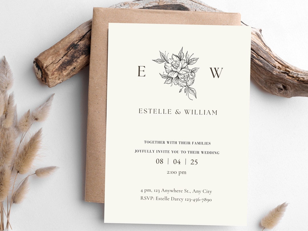 Save the Date & Wedding Invitation Template Set Modern Minimalist ...