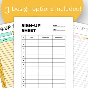 Editable Sign-up Sheet Canva Template Printable Sign up Template Sign ...