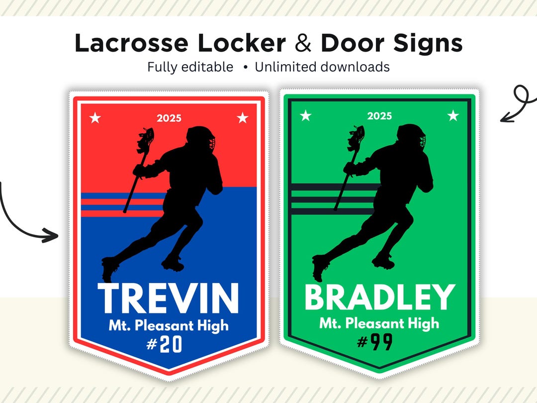 Editable Lacrosse Locker Printable Door Sign Decoration Tournament Door ...